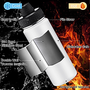 CHENGU 10 Pcs 18 oz Sublimation Sports Water Bottle Blank Stainless Steel Vacuum Flask Double Wall Insulated Tumblers with Handle and Wide Mouth Lid for Hot or Cold, Sport Outdoor Travel, DIY Gift