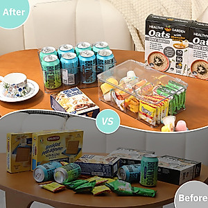 novelinks Clear Plastic Tea Bag Organizer Stackable Storage Organizer with Lid Divided Container Box with Lid for Kitchen Cabinet, Condiments,Countertop, Pantry, Hold Coffee Pods, 2 Pack