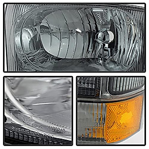ACANII - For 1999-2004 Ford F250 F350 F450 SuperDuty Excursion Smoked Lens Headlights w/Bumper Corner Signal Lamps Pair