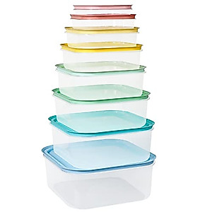 shopwithgreen Plastic Storage Bowls with Lids, Rapid-Access Kitchen Bowls Food Storage, Nest Stackable Space-Save Design, Dishwasher & Microwave & Freezer Safe, Multi-Color, 8 Pack