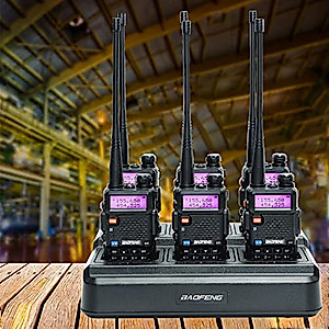 Baofeng UV-5R Six Way Charger Two Way Radio Multi Unit Charger Station for UV-5R UV-5R+ UV-5RE UV-5RTP UV-5X3 BF-F8HP RT-5R RT-5RV MK4 Radio and Battery
