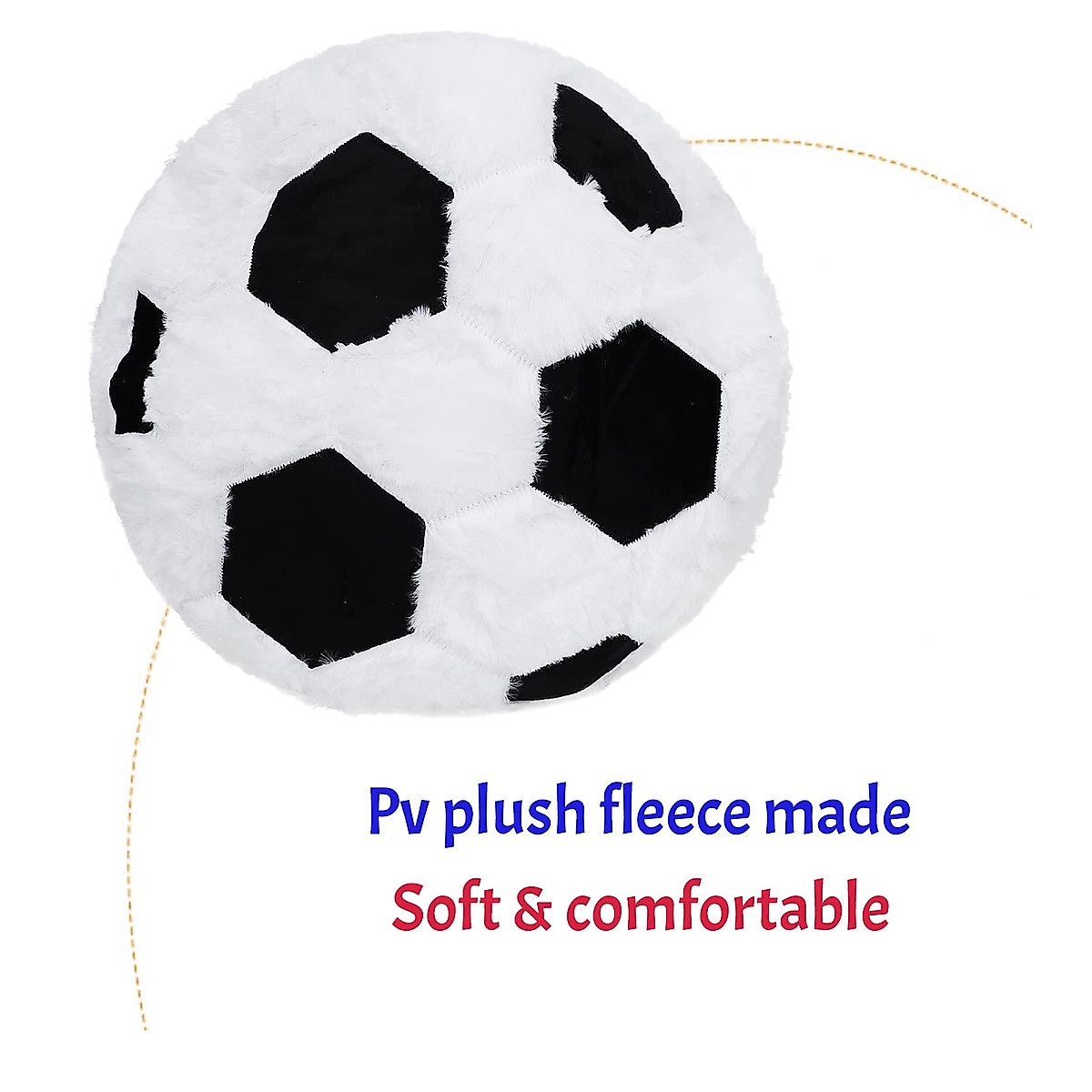 Cozy Plush Soccer Throw Pillow Soft Stuffed Sports Ball Shape Pillow Thick Round Back Cushion Sofa Room Car Decoration, 17.7 Inches
