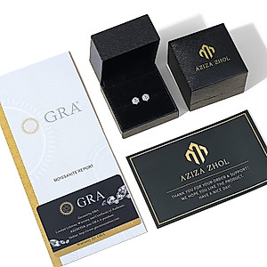 Aziza·Zhol Moissanite Stud Earrings for Women Men Girl, Hypoallergenic S925 Sterling Silver 0.5ct D Color VVS1 Clarity Created Diamond Earrings with Certificate of Authenticity (Six-claw)