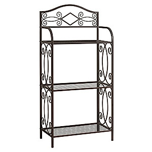 Kings Brand Pewter Metal 3 Tier Shelf Free Standing Towel Rack Stand Organizer