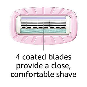 Amazon Basics Women's 4 Blade FITS Razor for Women, FITS Amazon Basics FITS Handle and Venus Handles, Moisturizing Surround, Includes 1 FITS Handle, 2 Cartridges & 1 Shower Hanger