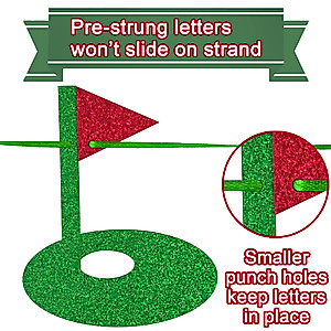Gifloon Pre-Strung Golf Themed Birthday Banner, NO-DIY Let’s Par-tee Banner Golf Sports Theme Party Decorations for Retirement Baby Shower, Gold