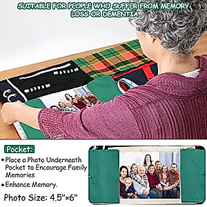 Memory Loss Fidget Blanket for Help with Dementia Alzheimer's Photo Recognition of Family