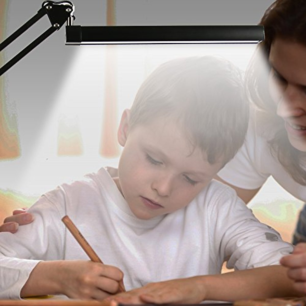 YOUKOYI A16S Metal Adjustable Swing Arm Desk Lamp with Clamp, Touch Control Table Lamp with Stepless Dimming, 3 Color Modes, Memory Function Eye-Caring Desk Light for Home/Office/Work/Study/Reading