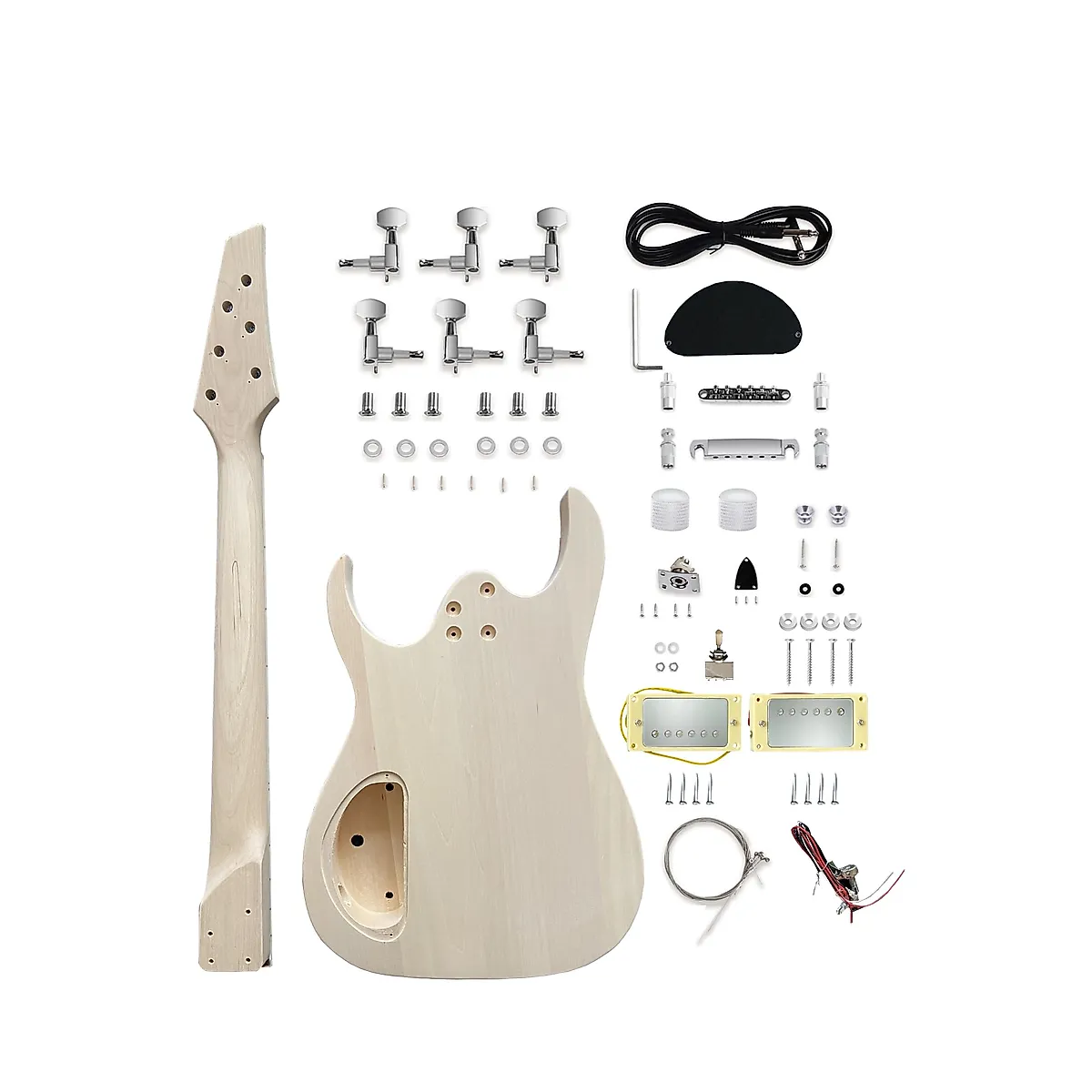 Fistrock DIY Electric Guitar Kit Beginner Kit 6 String Right Handed with Flamed Maple Veneer Top Basswood Body Hard Maple Neck Rosewood Fingerboard Chrome Hardware Build Your Own Guitar.
