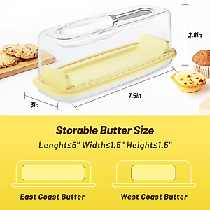 AJIJING Butter Dish, Butter Dish with Lid for Countertop, Easy Scoop, BPA Free, Butter Container with Knife Spreader, Butter Holder with TBSP Marks, Easy to Clean Butter Keeper for Refrigerator