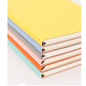 MicroGu A5 College Ruled Notebooks Softcover Classic Lined Journal Notebooks for Work Writing Office Notebooks Faux Leather Colorful 8.1 × 5.6 inches, 2 Pack