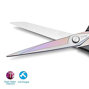 LIVINGO 2 Pack Premium Tailor Scissors Heavy Duty Multi-Purpose Titanium Coating Forged Stainless Steel Sewing Fabric Leather Dressmaking Comfort Grip Shears Professional Crafting (8.5+9.5INCH)