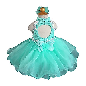Jenniferwu Pageant Dress Handmade Beaded Dresses Toddler Pageant Princess Dress G053 12-18M Blue