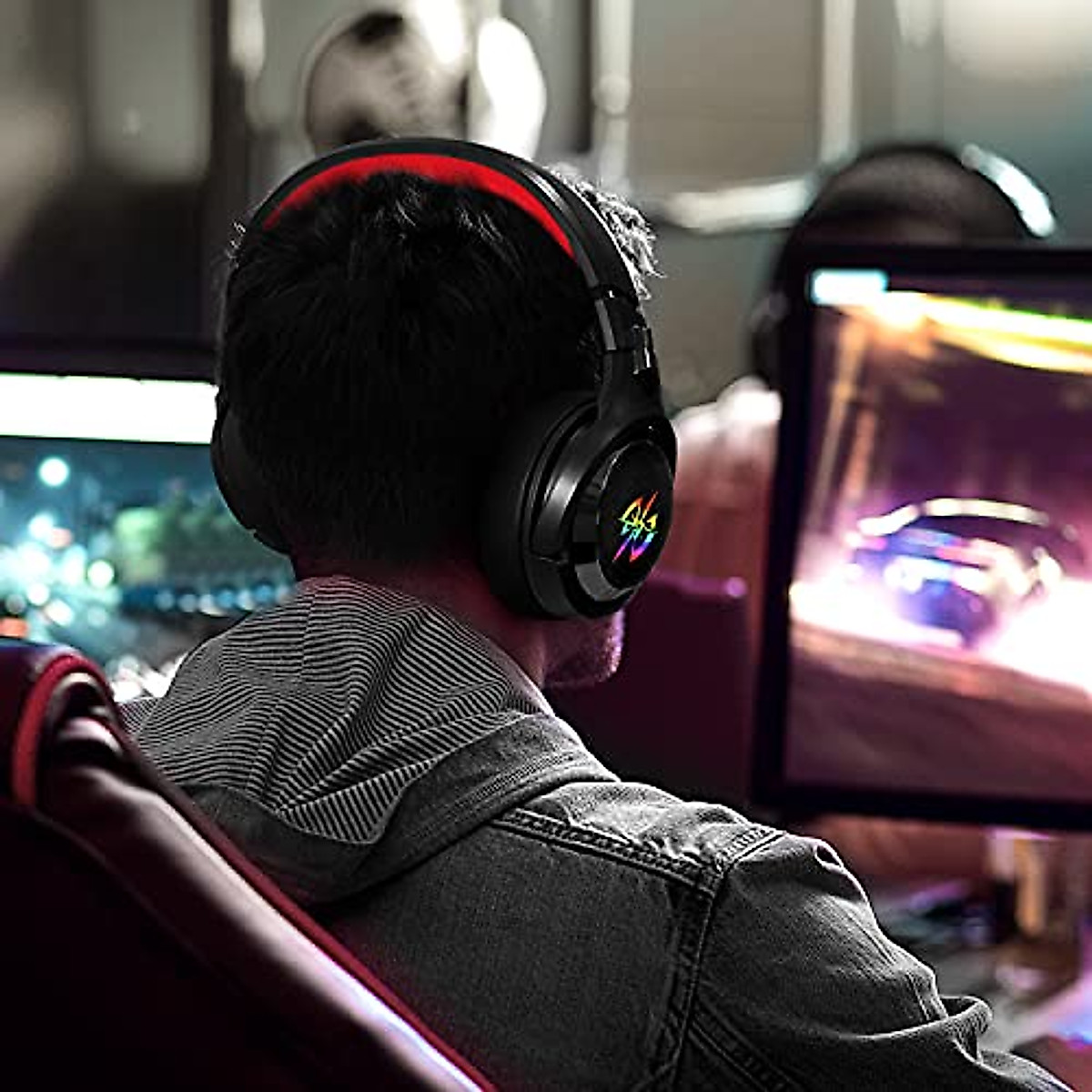 QLB RGB Gaming Headset, Game Earphone with Microphone, Hi-Fi Stereo Headphone, Noise-Cancelling Stereo Gaming Headset for iPhone, iPad, Android, PC, Mac, Tablet (Black G12)