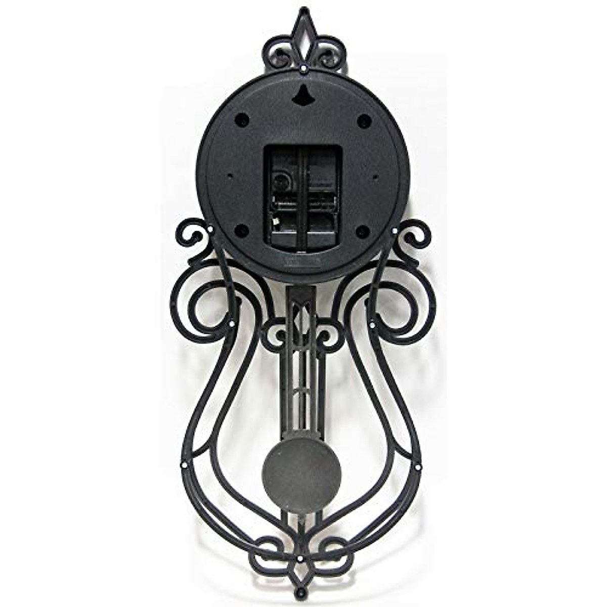 Infinity Instruments 20068AG-4420 Rustic Farmhouse Decorative 20 x 9 Inch Quartz Battery Powered Pendulum Wall Clock, Antique Black