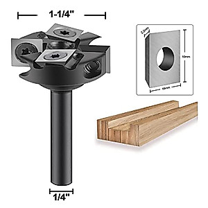 SpeTool 1/4 Inch Shank 1-1/4" Cutting Diameter Spoilboard Surfacing Router Bit 2+2 Inserts Cutter Planing Bit Flycutter Leveler Slab Flattening Router Bit Woodworking Milling Cutter