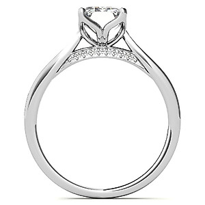 JEWELERYIUM 1 CT Emerald Cut Colorless Moissanite Engagement Ring, Wedding/Bridal Ring Set, Halo Style, Solid Sterling Silver, Anniversary Bridal Jewelry, Gorgeous Birthday Gift for Wife (5)