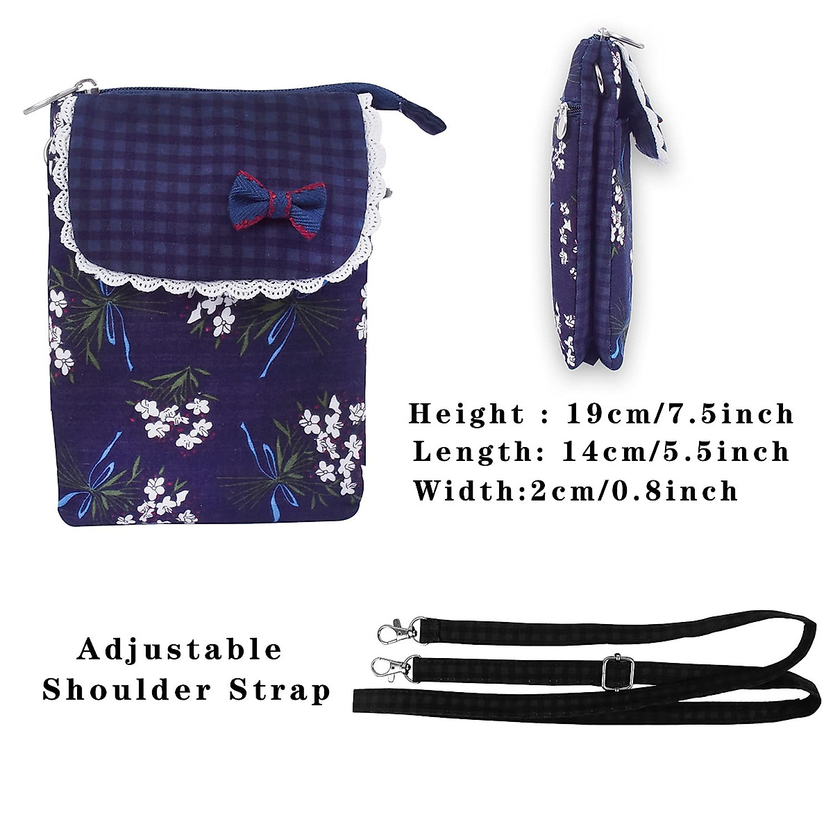 LassZone Canvas Crossbody Bag For Women Small Cellphone Purse Wallet Cute Floral Shouler Bag Handbag with Multi Pocket