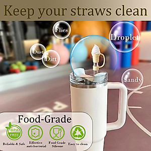 4 Pcs Stanley Straw Covers Silicone Straw Topper 0.4in Dust Proof Straw Cover Cap for Stanley Cup Accessories
