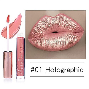 Matte Metallic Lip Gloss Long Lasting Waterproof Strong Pigmented Not Stick Cup Diamond Shimmer Liquid Lipstick Makeup for Women