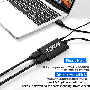Unstincer USB 3.0 to Dual HDMI Adapter,Compatible with Windows ChromeBook MacBook,Support 3.5mm Jack Stereo Output Expand 2 Different Display Screens (Dual HDMI Adapter)