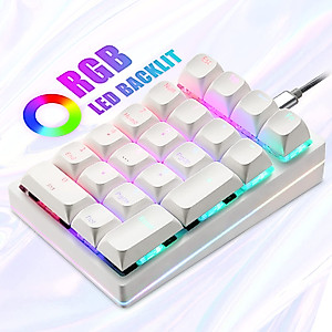 MOTOSPEED Mechanical Numeric Keypad Hot-Swap GATERON Switch Wired Gaming Keypad RGB Backlit PBT Keycap 21 Keys Mini Numpad Portable Keypad Extended Layout(Gateron Blue)