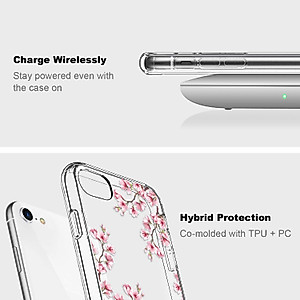 ICEDIO iPhone SE 2022 Case,iPhone SE 2020 Case,iPhone 8 Case,iPhone 7 Case with Screen Protector,Clear TPU Cover with Fashion Designs for Girls Women,Protective Phone Case Nice Florals