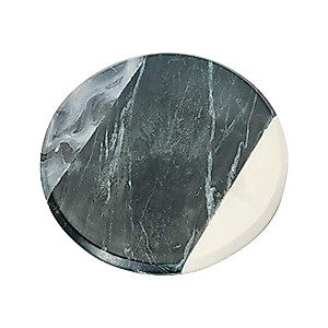 Creative Co-Op Round Marble Cheese, Grey, Black & White Cutting Board, 10"