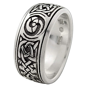 Moonlight Mysteries Silver Celtic Knot Pentacle Spinner Worry Ring for men or women (sz 4-15) sz 10