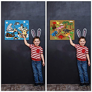Craftstory Farm Animals Dinosaur Stories Felt Board for Toddlers Preschool Learning Activities, Classroom Must Have Sensory Wall Craft Toy Gifts for Toddlers Homeschool Supplies, 3 Pack