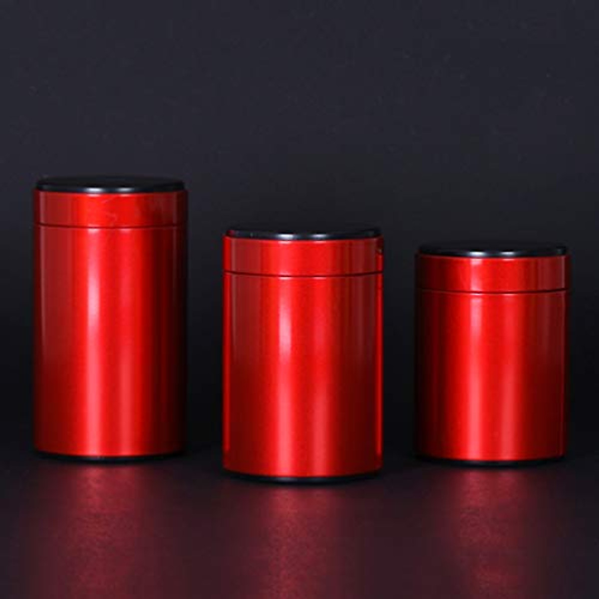 Healifty Metal Sugar Canisters 3pcs Round Metal Tins with lids Empty Tin Box Containers Decorative Candle Tins Gift Candy Loose Tea Storage Organizer Wedding Favor Boxes(Red Size 160) Tin Gift Box