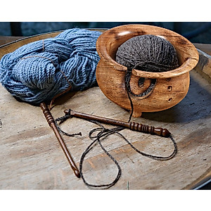 WINLAY Yarn Bowls Yarn Storage Bowl with Carved Holes & Drill,Knitting Crochet Accessories, 6LxW6x5H - Inch