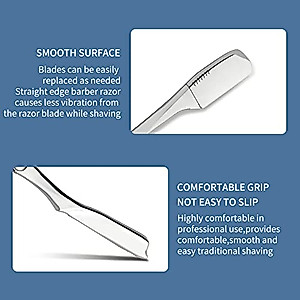 CestoMen Barber Straight Razor, Professional Straight Edge Razor, Stainless Steel Barber Single Blade Edge Razors for Men Close Shaving - Silver