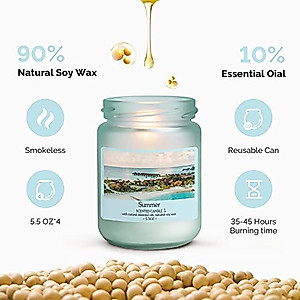 MelodySusie Candles for Home Scented, Candles for Home Spa Manicure,4 Pack Natural Soy Wax Blend Essential Oil Candle Gifts for Women and Men, Home Air Fresh and Relaxation(Coconut Fragrance)