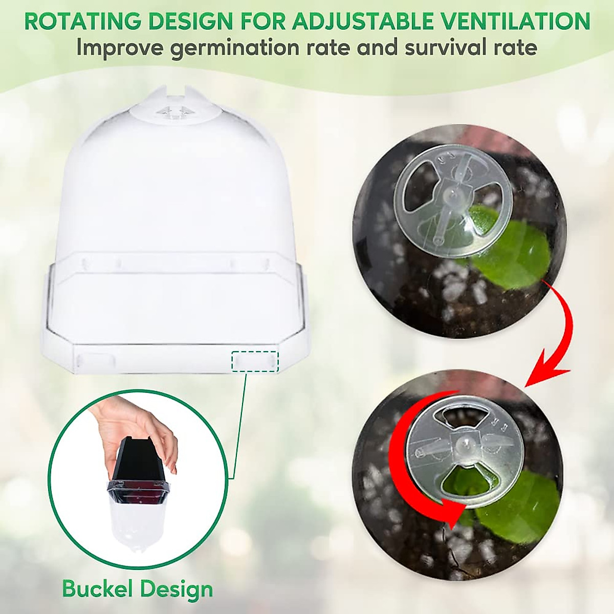24 Sets 3 Inch Square Plant Nursery Pots with Humidity Domes Clear Lids Plant Labels, Seeds Starter Pot Planter Containers for Planting Seedlings