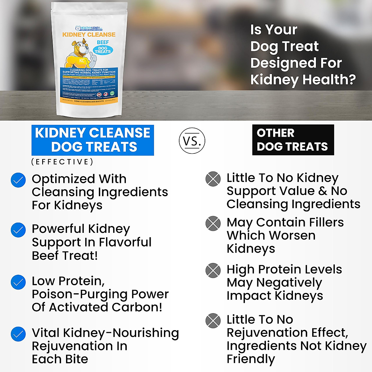 Kidney Cleanse Beef Dog Treats Supports Normal Kidney Toxin Elimination: 20 Oz. Low Protein Beef Dog Treats for Kidney Support. Kidney-Friendly Dog Food Diet Treat.