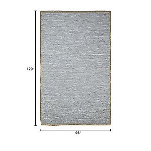 Superior Hand-Woven Kerani Leather, Cotton, and Jute Area Rug, 8' X 10', Smoked Gray