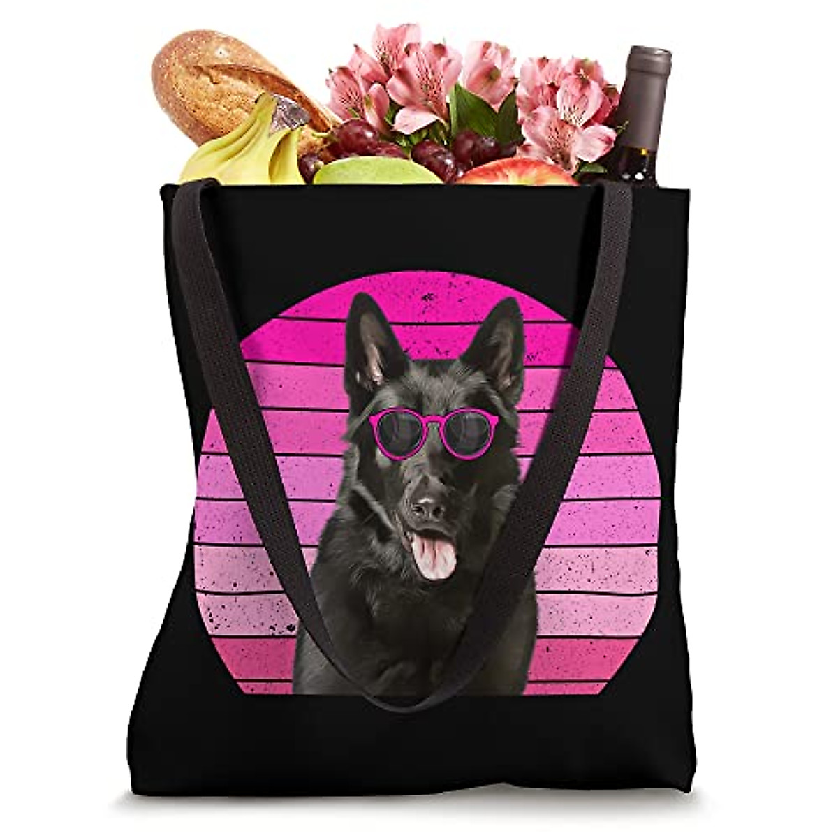 Black German Shepherd For Girls Kids Pink GSP Dog Face Girl Tote Bag