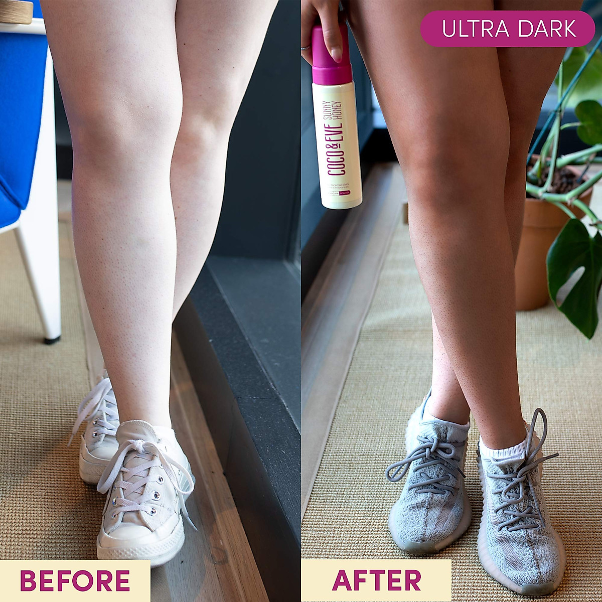 Coco & Eve Sunny Honey Bali Bronzing Express Exfoliating Mitt. Self Tanner Mitt & Exfoliating Glove for Shower, Bath and Self Tan