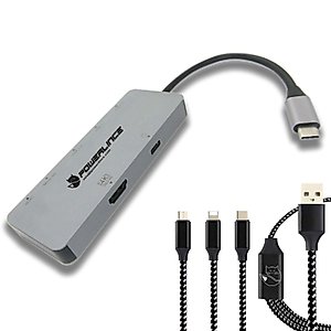 PowerLince USB C Hub, 7 in 1 with Type C Charging Port, 4K HDMI, SD AND MICRO SD/TF Card Reader, 2 USB 3.0 Ports, 1 USB C Port, Compatible for MacBook 2019/2018/2017, ChromeBook, XPS and other laptops