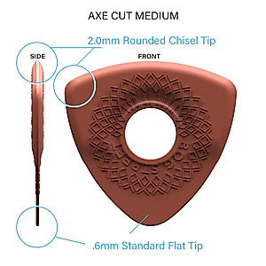 Bog Street AXE CUT Guitar Picks, Medium, Electric Guitar and Acoustic Guitar Picks, Red (6-Pack)