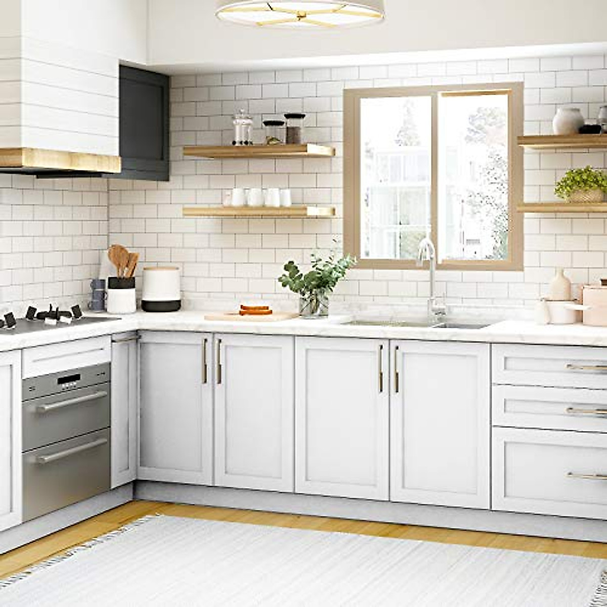 Homease Solid White Wallpaper 24 x 196 inch Thick Matte White Contact Paper Decorative Peel and Stick Wallpaper for Shelf Liner Cabinet Table Door Waterproof Vinyl Self Adhesive Film