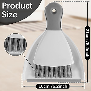 Grey Mini Dustpan and Brush Cleaner Set Miniature Broom and Dust Pans Small Portable Hand Multifunctional Cleaning Combo Tool for Table, Desk,Key Board,Cat,Dog and Other Pets Nest Household Dustpans