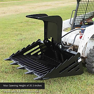 Titan Attachments 72-in Fine Grade Rock Grapple Skeleton Rake with Teeth, Universal Skid Steer Quick Tach