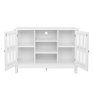 SEASD 43 Inch Wood Kitchen Credenza & Sideboard Buffet Storage Cabinet Entryway Serving Storage Cabinet with Doors