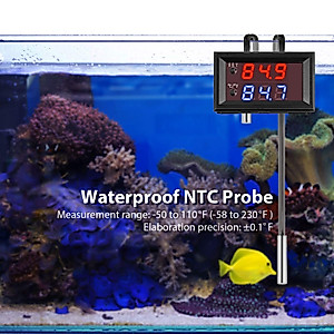 12V Electronic Temperature Controller Programmable -50 to 110 Degree Celsius Heating/Cooling Thermostat Control Switch Module NTC Waterproof Sensor Probe Dual Color LED Display Monitor (2 Pieces)