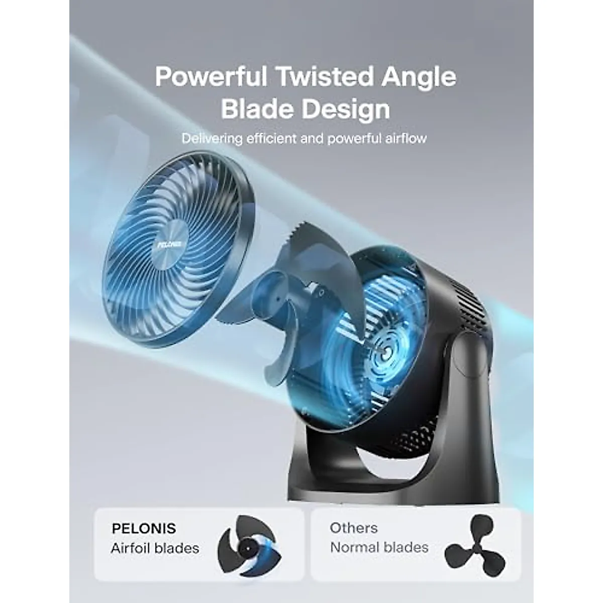 Pelonis 3 Speed Small Room Air Circulator Fan with 7-inch Blade, Table Fan with 100° Adjustable Head Tilt - Desktop Fan for Bedroom,Dorm and Office - Ventilador for Air Conditioner and Heater, Black