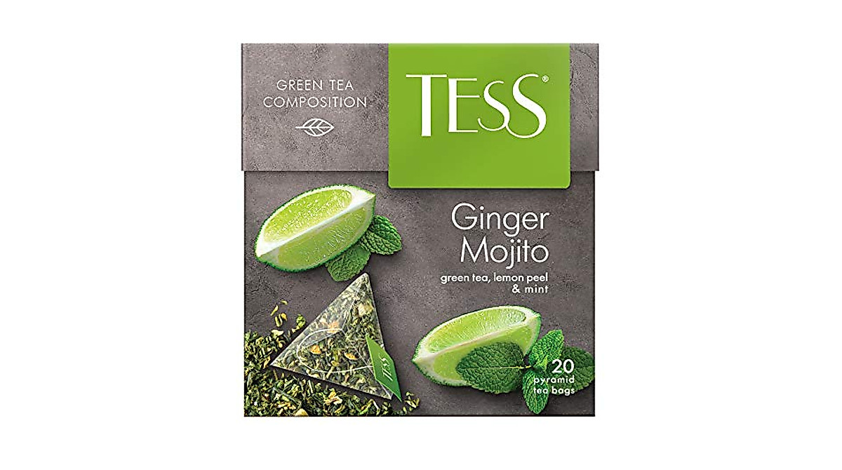Tess Ginger Mojito Green Tea - Refreshing 20 Pyramid Sachets