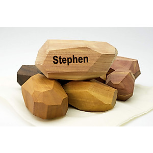 Tumi Ishi 11 Piece Wood Rock Set - Mixed Wood Species - Balancing Blocks - Natural Wood Toy - Organic Jojoba oil and Beeswax Finish - Handmade Wooden Toys - Sensory Toy - USA Made - Personalizable