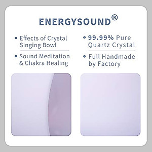 ENERGYSOUND F Note Heart Chakra Frosted Quartz Crystal Singing Bowl 7 inch mallet & o-ring included